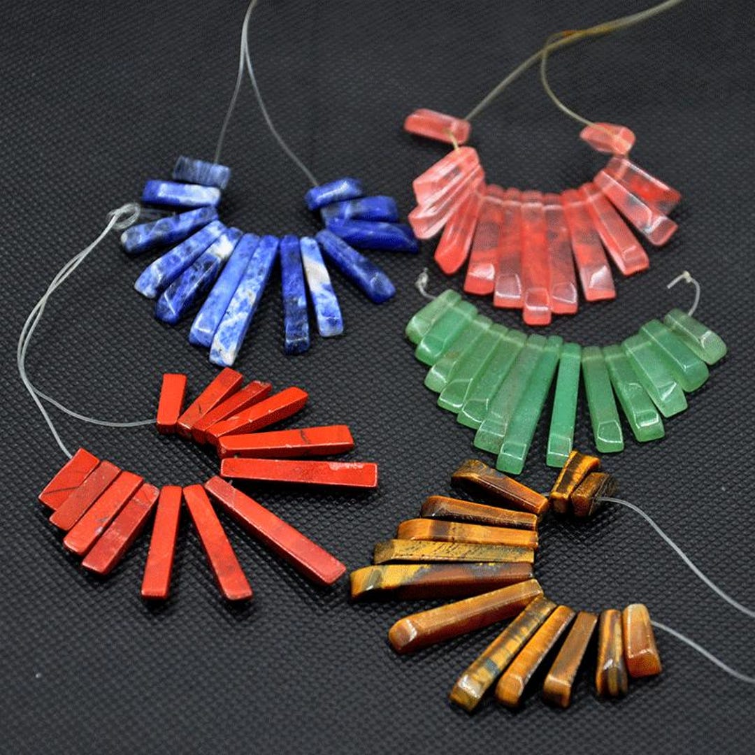 13 Pcs Set, Natural Gemstone Rectangle Bar Shape Gemstone for DIY ...