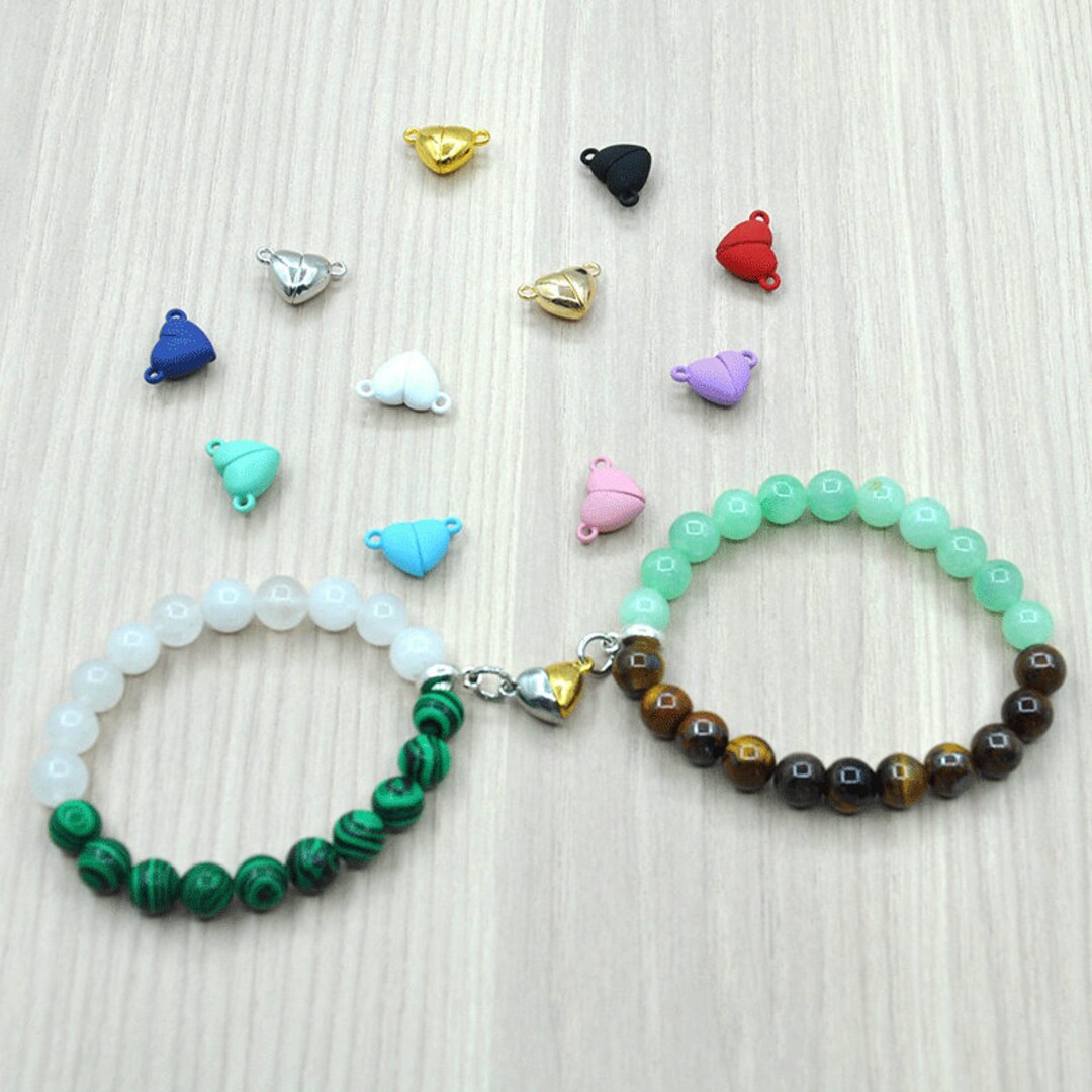 Heart Shape Magnetic Clasp Beads，end Caps for DIY Couple Bracelet ...