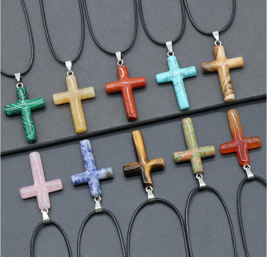 Handmade Cross Raw Stone Gem Chakra Quartz Crystal Birthday Gifts ...