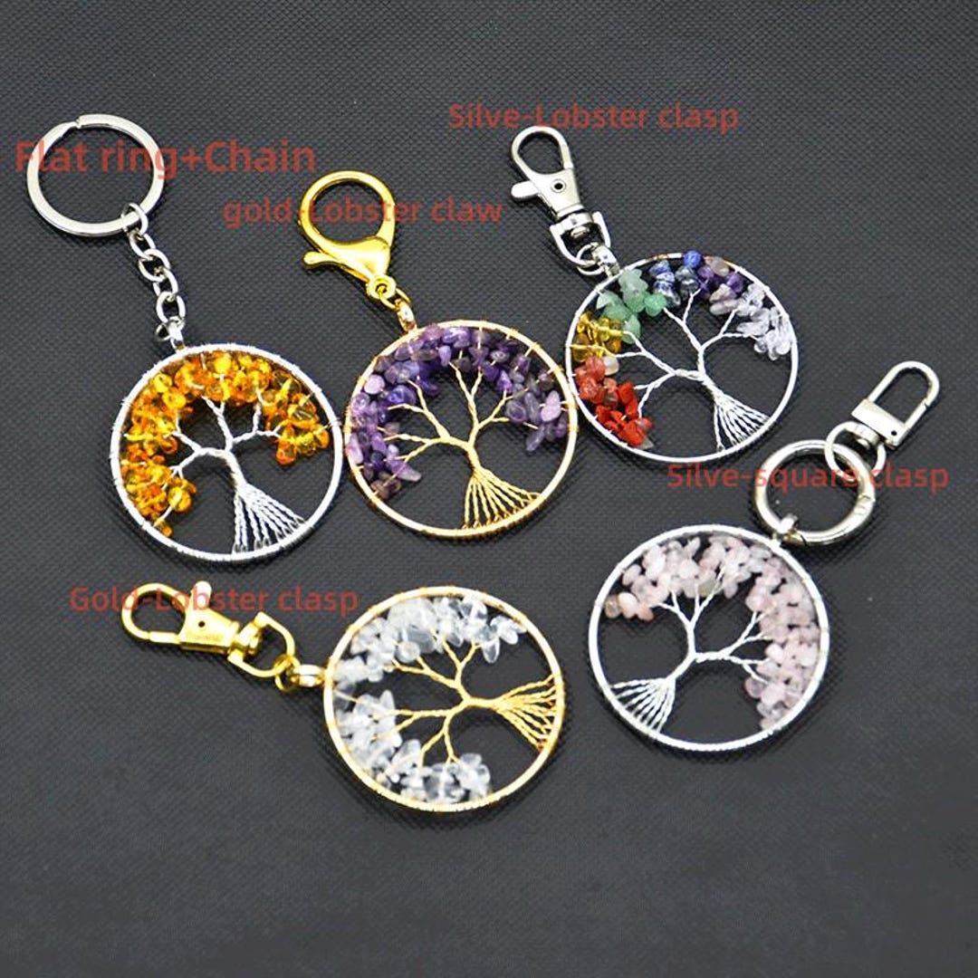 Crystal Tree of Life Key Chain，natural Crushed Crystal Tree of Life Key ...