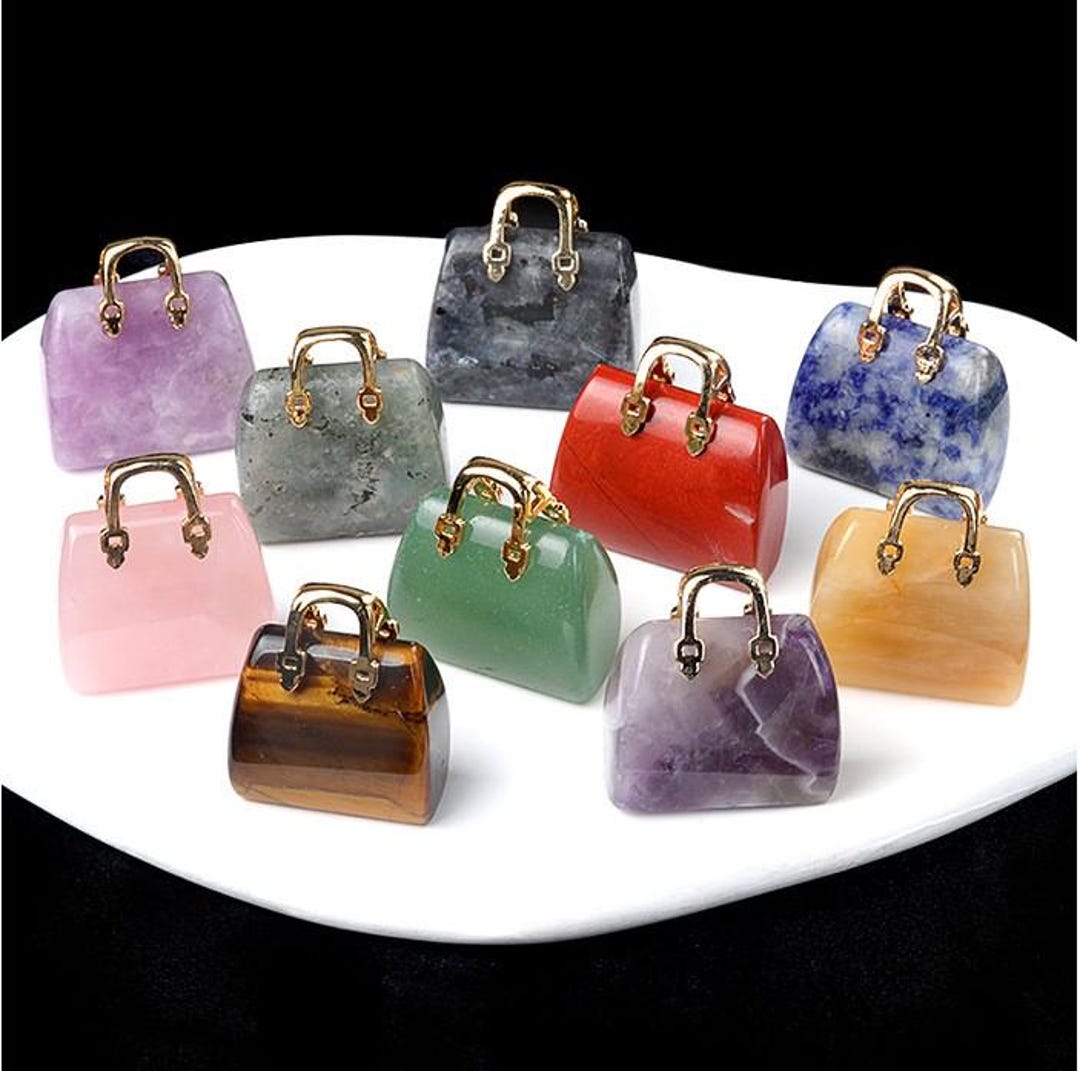 Mini Crystal Purse Carving，crystal Handbag Pendant，gemstone Bags ...