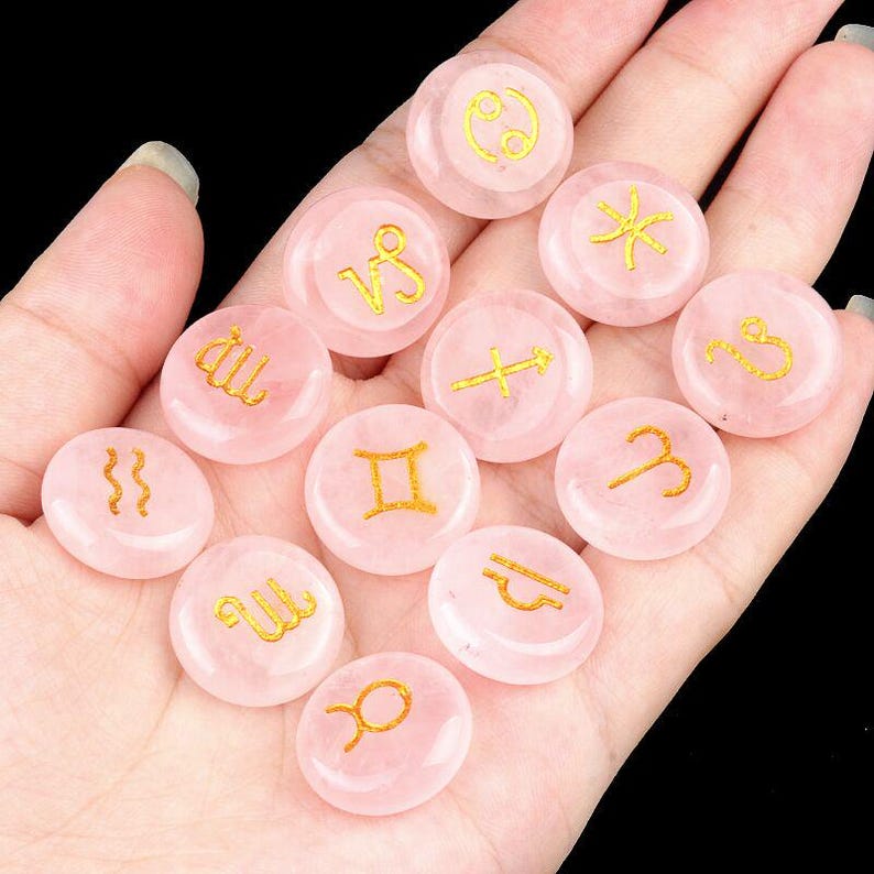 12 Stone Engraved ASTROLOGY Runes Set，constellation Runes Set ...