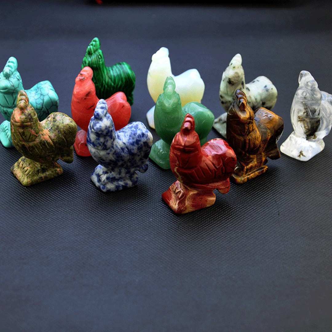 Gemstones Rooster Figurine,crystal Annimals Rooster Hand Carved ...