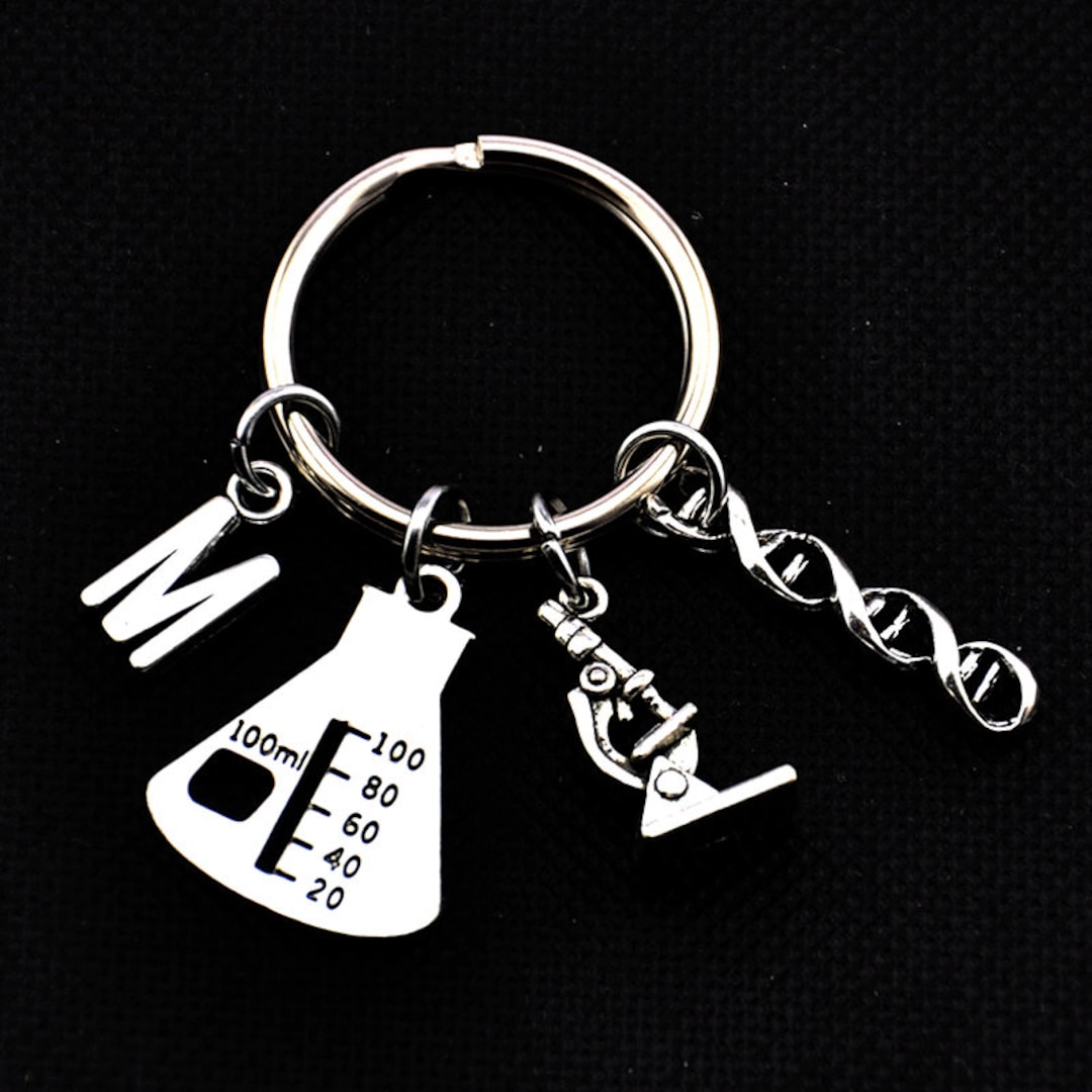 Biochemistry Worker Gift, DNA Charm Keyring,beaker Keychain,microscope ...