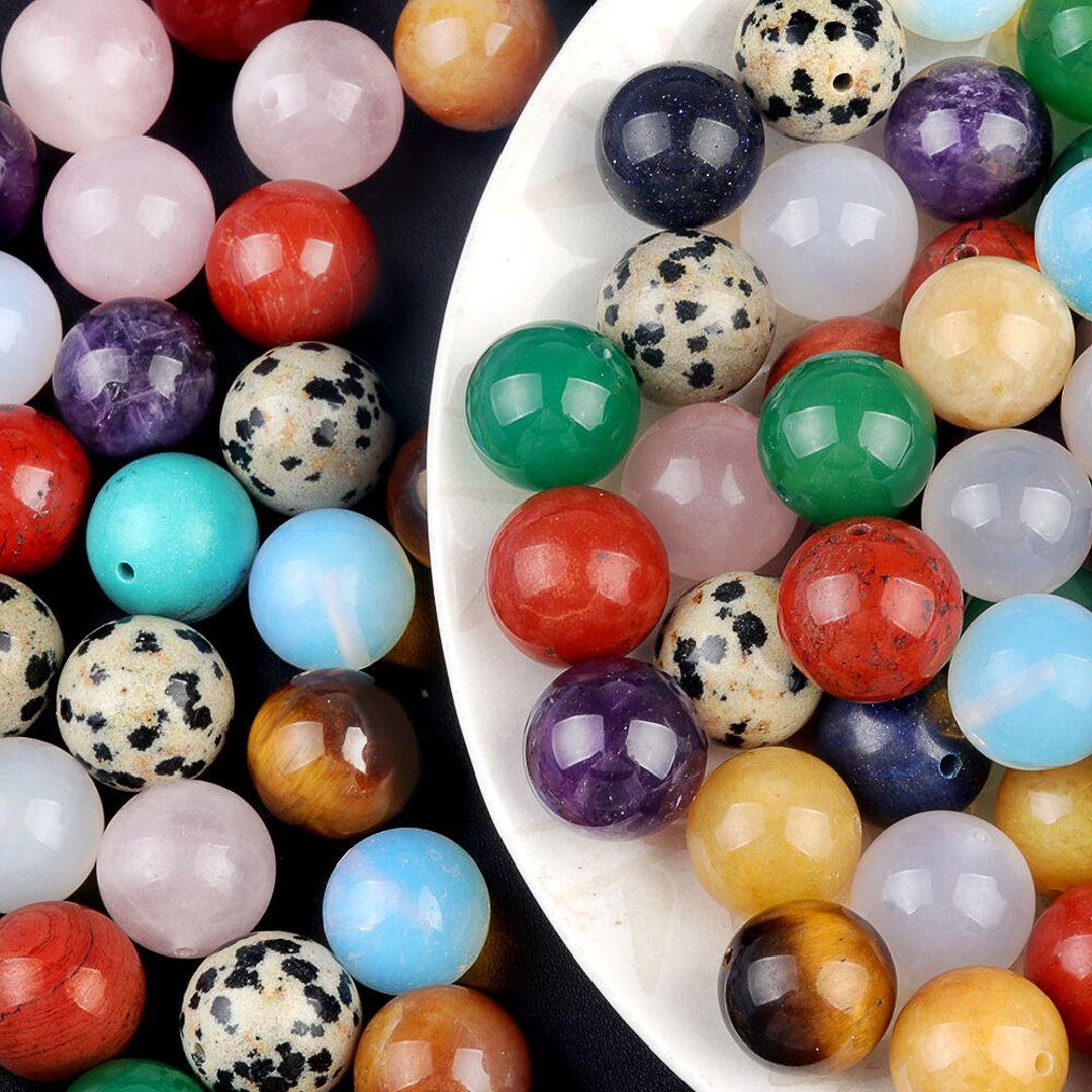 12mm Half Hole Gemstone Beads,half Drilled Natural Round Beads,half ...