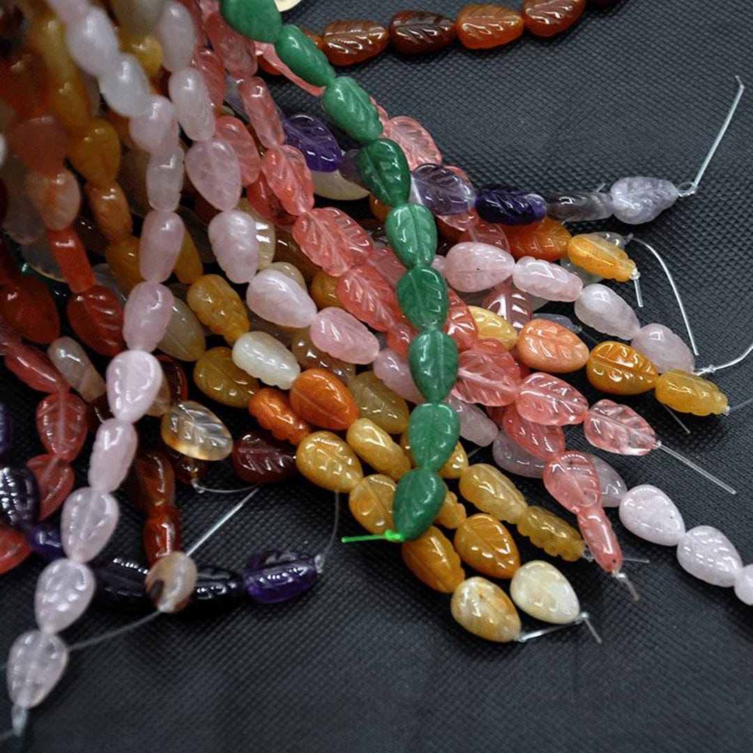 10x14mm Gemstone Leaf Beads,natural Gemstone Carved Leaf Beads ，earring ...