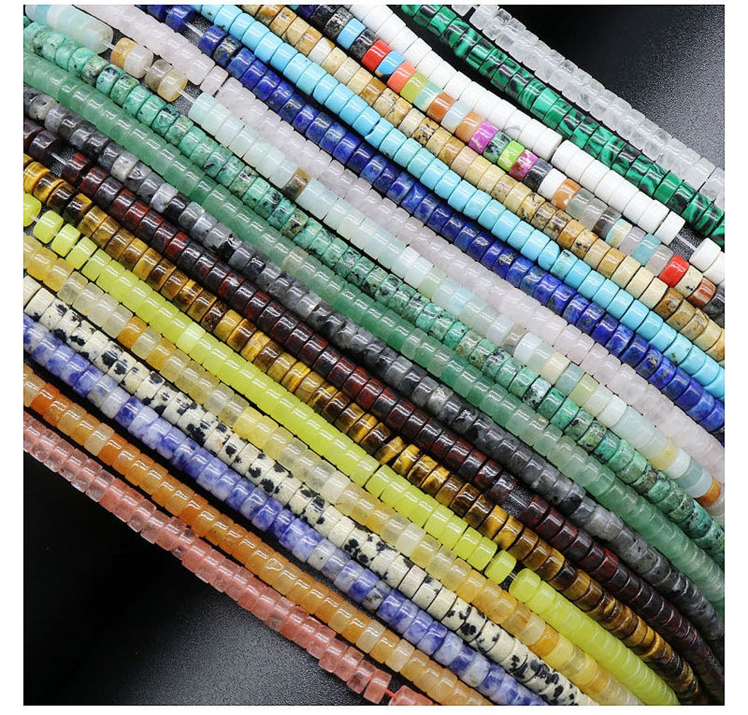 Natural Gemstone Disc Gemstone Beads，2*4mm Natural Gemstone Heishi ...