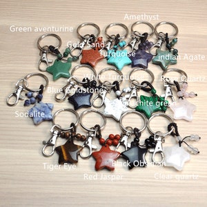 Gemstone Star Key Chain，healing Crystal，bag Accessory，macrame Quartz ...