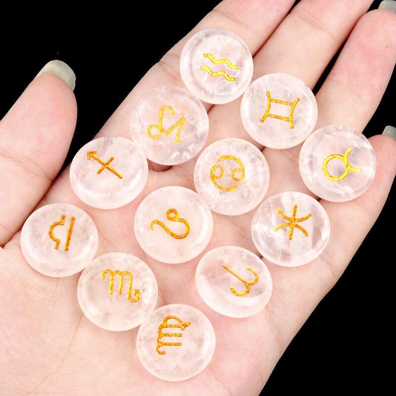 12 Stone Engraved ASTROLOGY Runes Set，constellation Runes Set ...