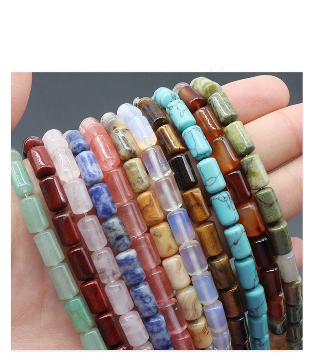 6x10mm Natural Agate Stone Cylinder Gemstone Beads,drum Barrel Beads ...