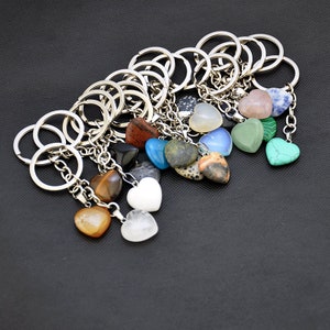 2-100pcs Mixed Crystal Heart Keychain，hand Carved Crystal Key Chain ...