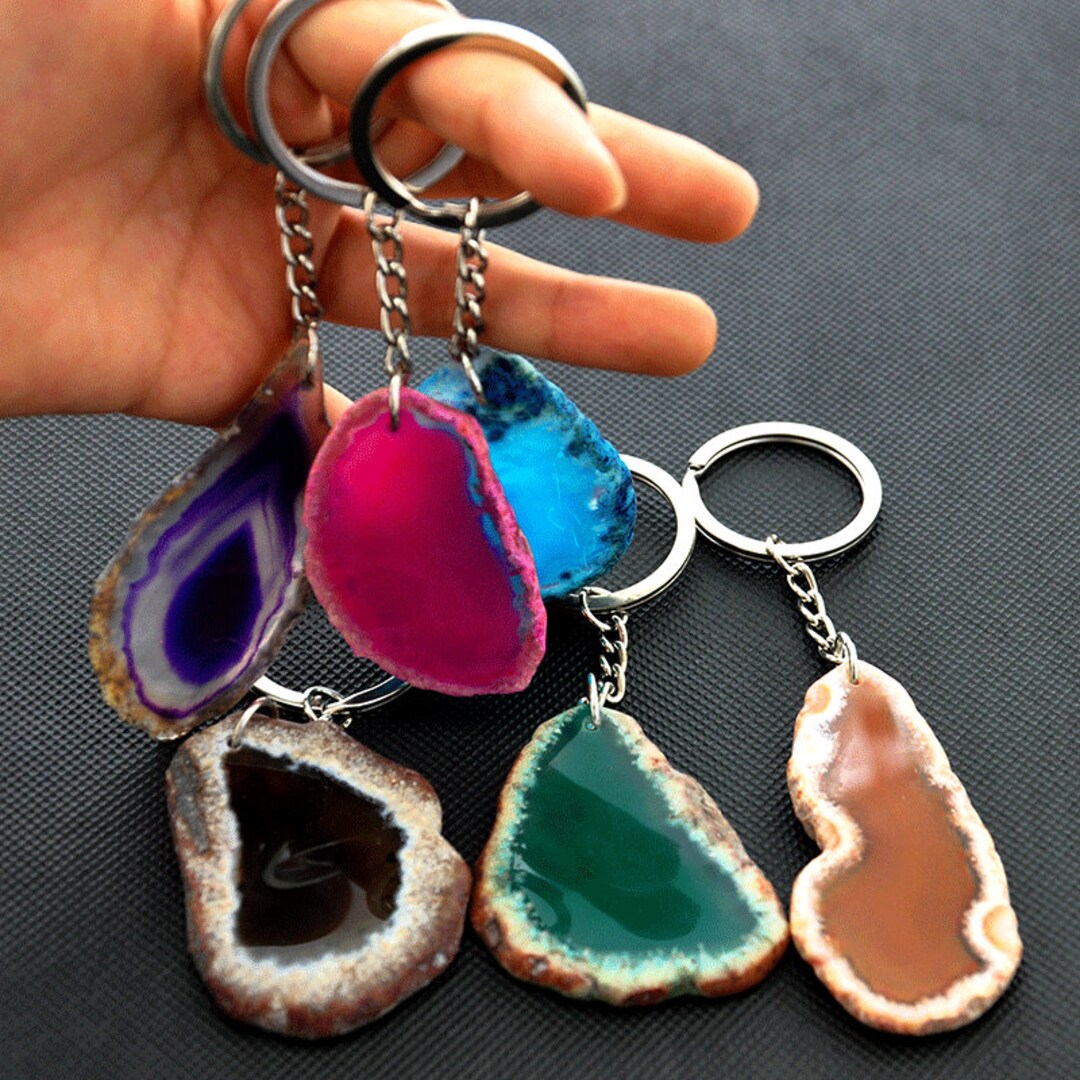 Agate Key Chain, Crystal Key Chain,agate Stone ,dyed Agate Keychains ...