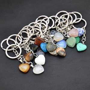 2-100pcs Mixed Crystal Heart Keychain，hand Carved Crystal Key Chain ...