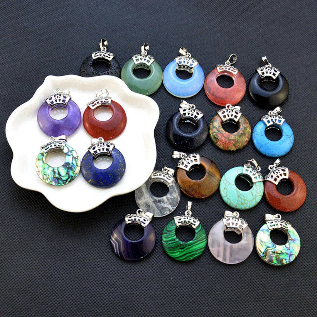 Natural Donuts Pendant,bail Side Hole Crystal Donut Peace Buckle ...