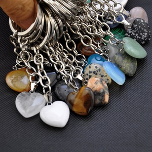 2-100pcs Mixed Crystal Heart Keychain，hand Carved Crystal Key Chain ...