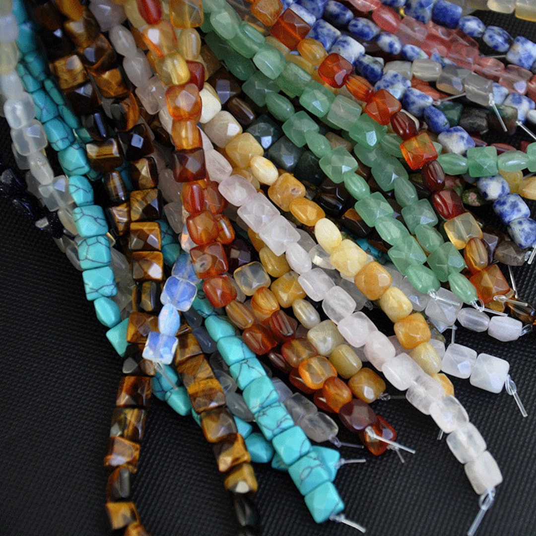 Gemstone Square Beads，faceted Flat Square Beads，cushion Beads 5x8x8mm ...