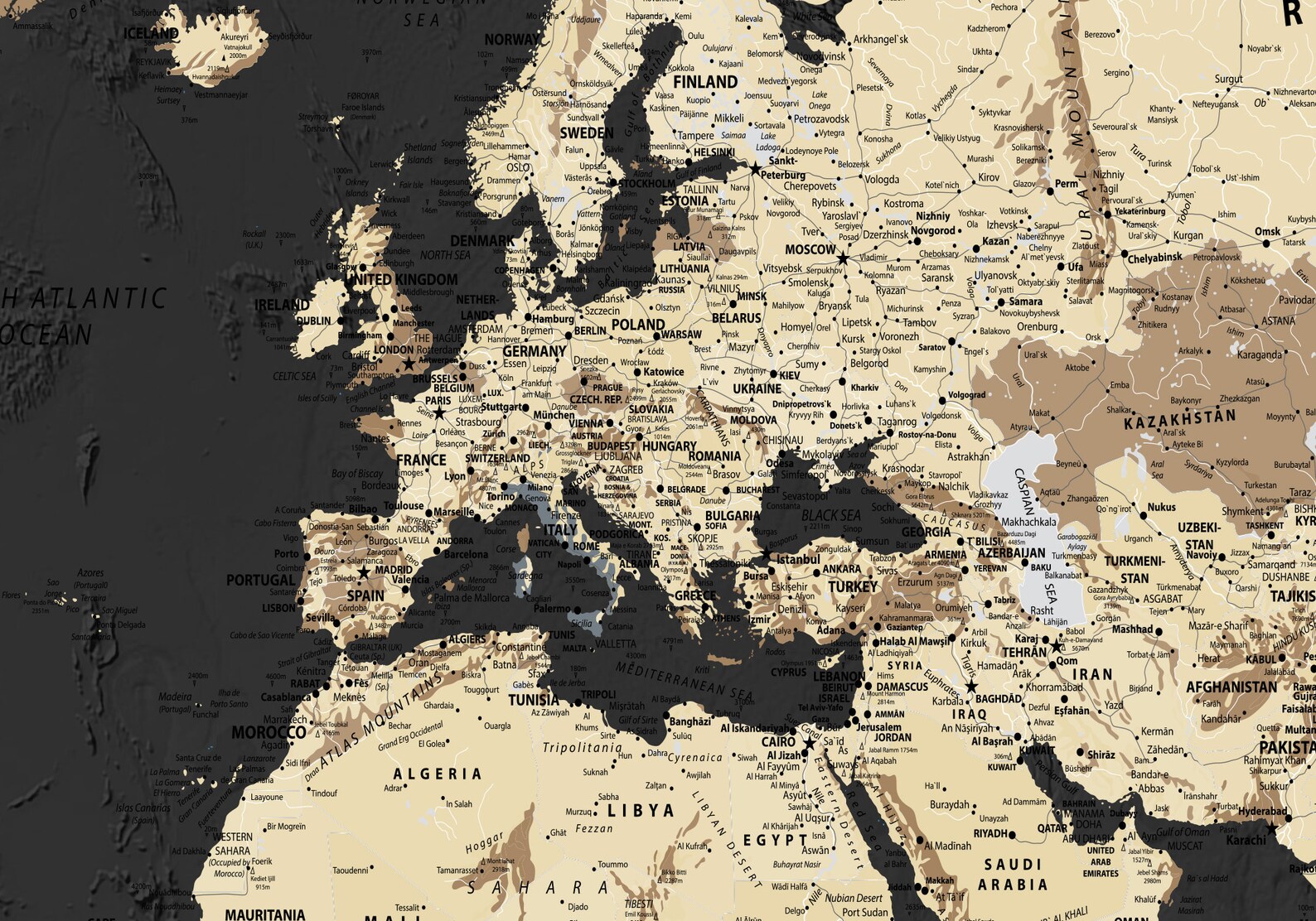 Dark World Map on Canvas Framed Map Wall Art World Map - Etsy