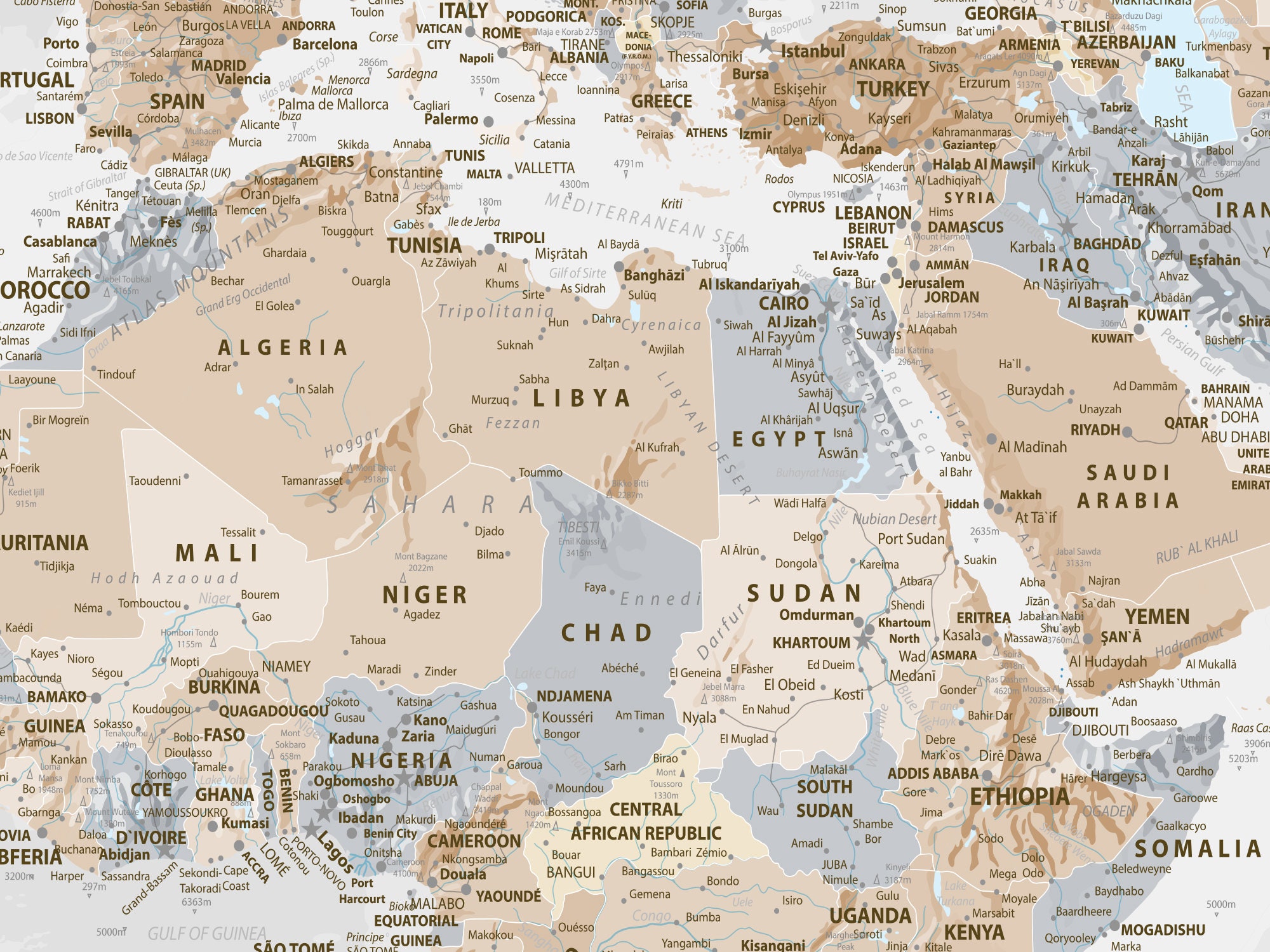 Light Brown World Map Wall Art World Map Canvas Push Pin | Etsy