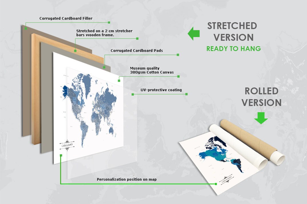 Personalized Travel Map Push Pin World Map Canvas World Map | Etsy