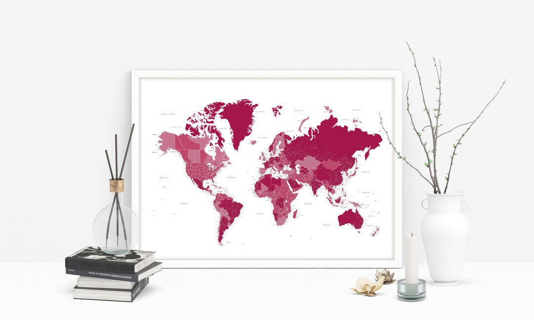 Push Pin Map Pink World Map Canvas World Map Pink World - Etsy