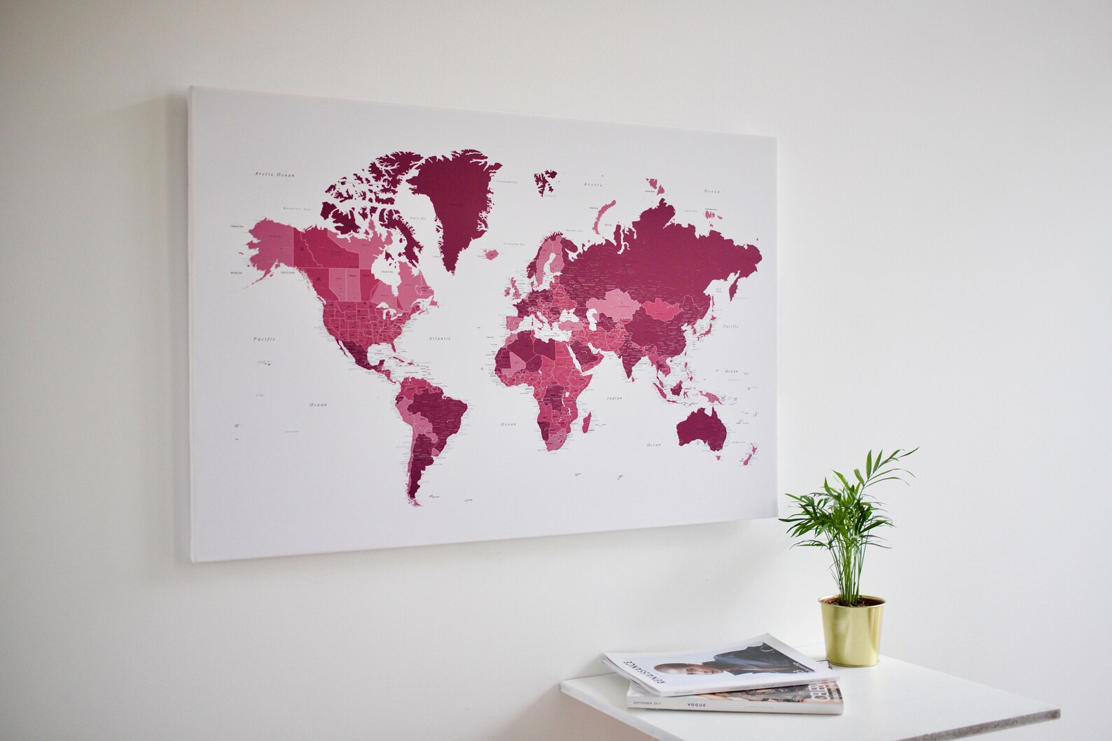 Push Pin Map Pink World Map Canvas World Map Pink World - Etsy