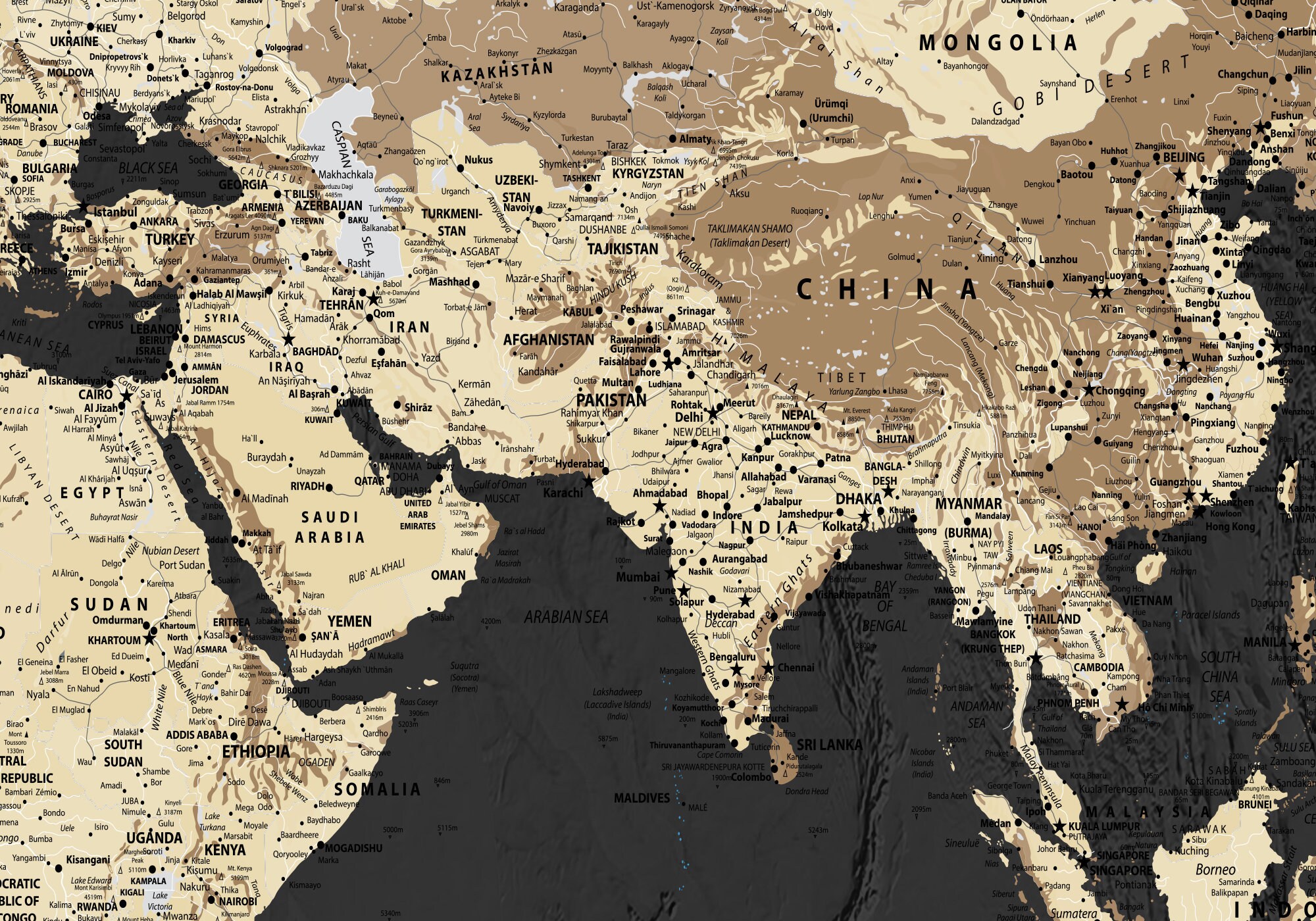 Dark World Map on Canvas Framed Map Wall Art World Map - Etsy