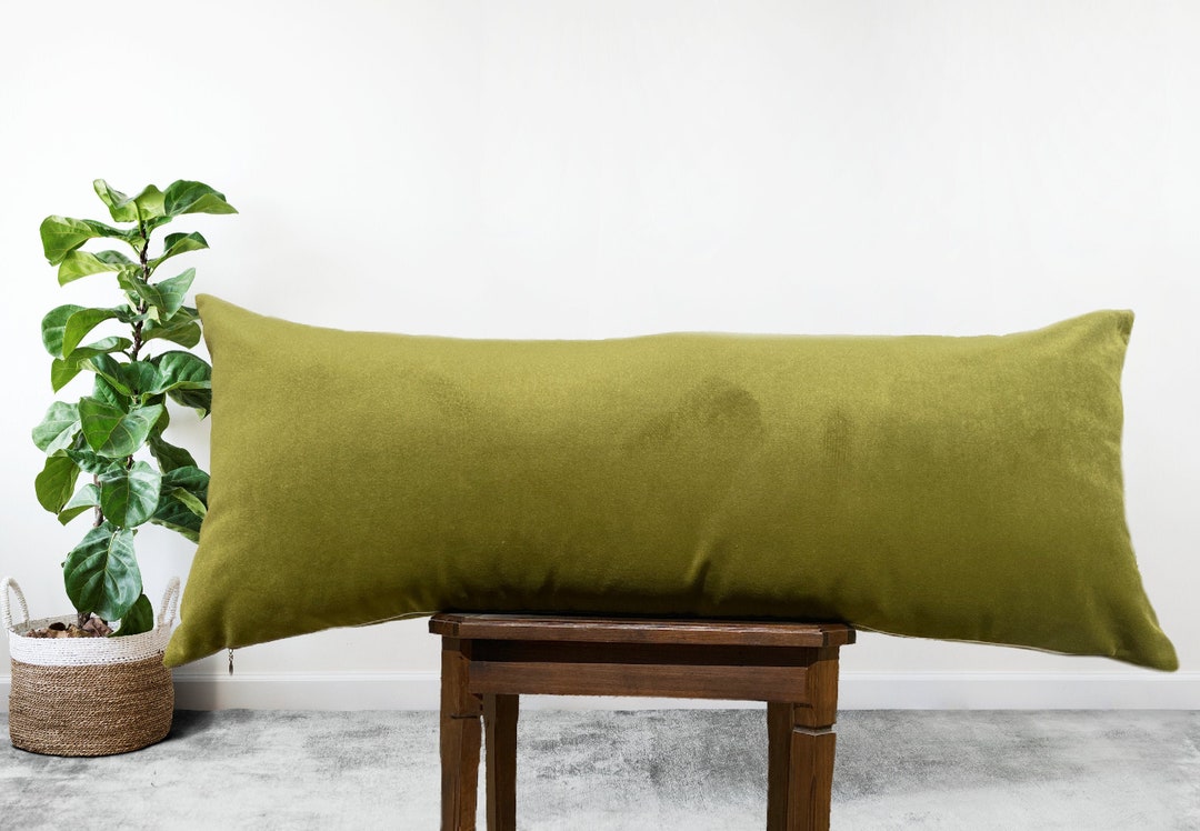 Green Velvet Body Pillow Cover: Long Lumbar Pillowcase - Etsy