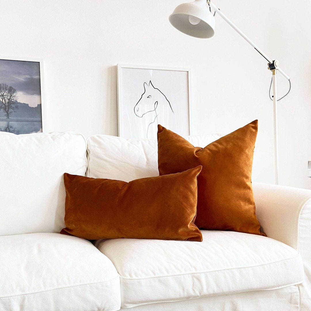 Rust Velvet Pillow Cover, All Size Pillows Custom, Made Pillow, Decorative Velvet Pillow Cover ...