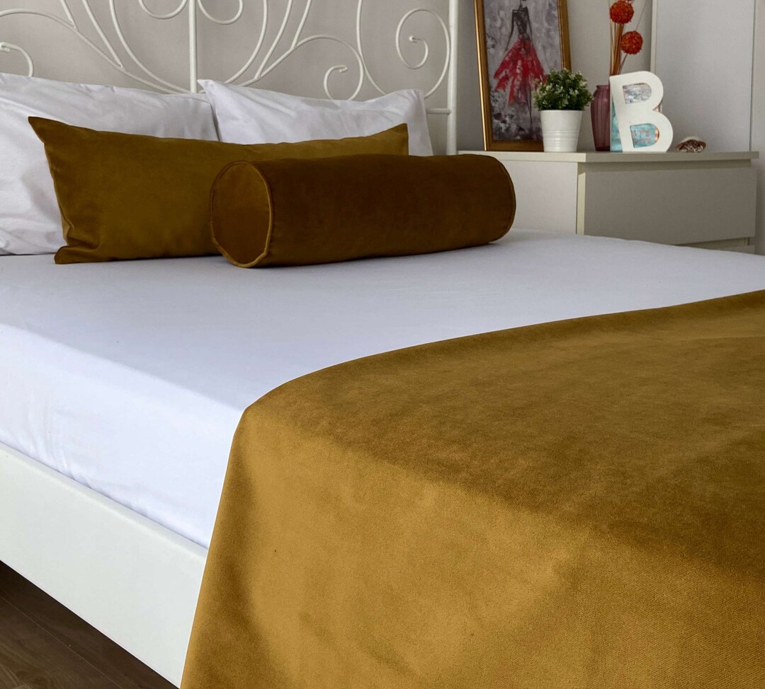 Bronze Color Velvet Bed Runners for Bedrooms, All Sizes Hotel Bed ...