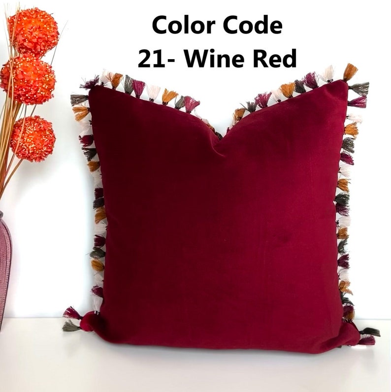 Rust Velvet Tasseled Pillow Case Rust Throw Pillow Various | Etsy