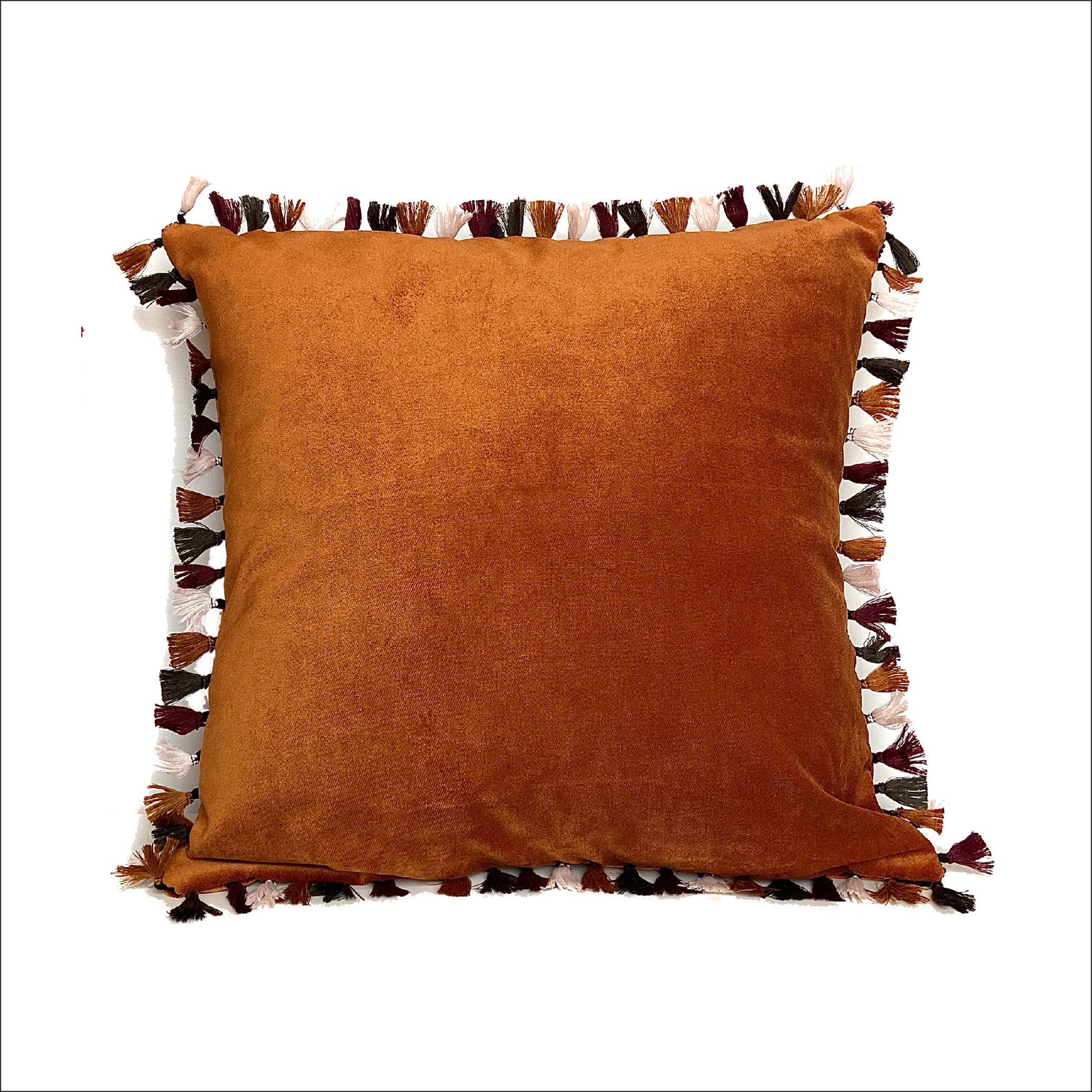Rust Velvet Tasseled Pillow Case Rust Throw Pillow Various - Etsy