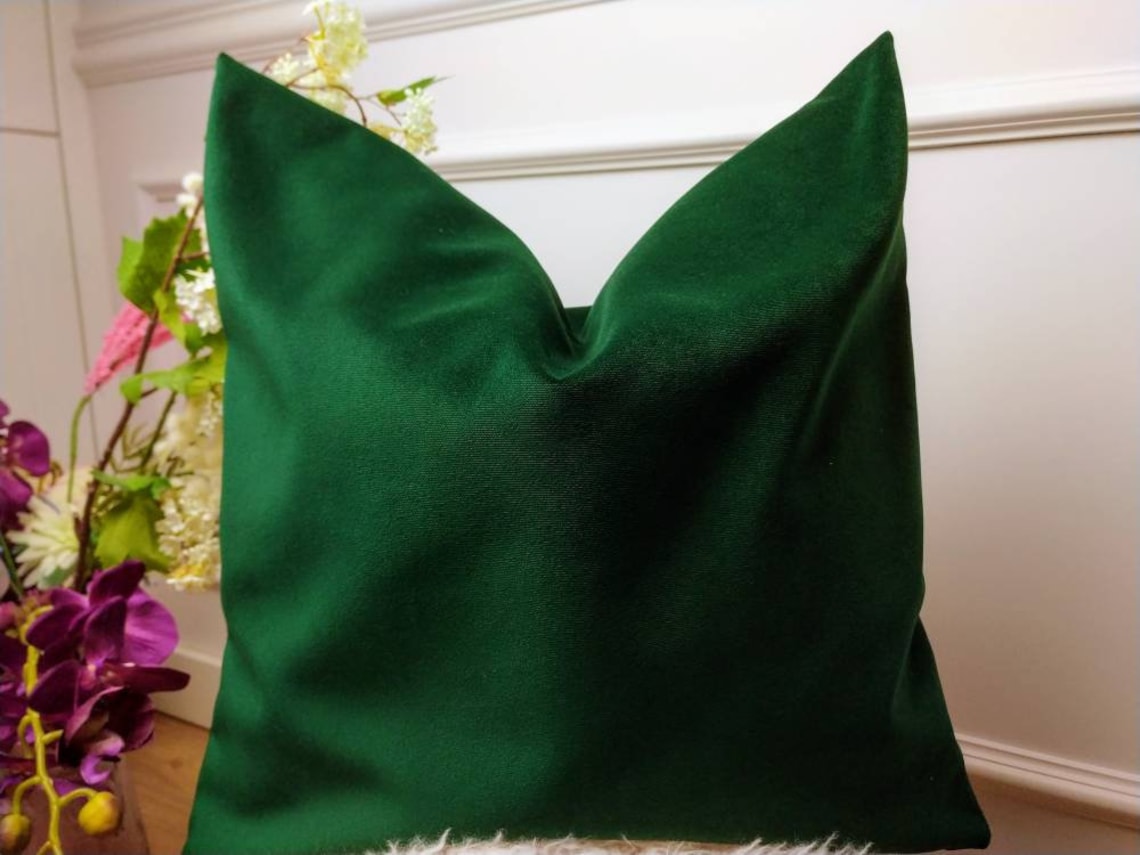 Dark Green 20x20 Velvet Pillows Green Throw Pillow - Etsy