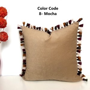 Tasseled Velvet Pillow Case, Solid Color Throw Pillow, Various Options ...