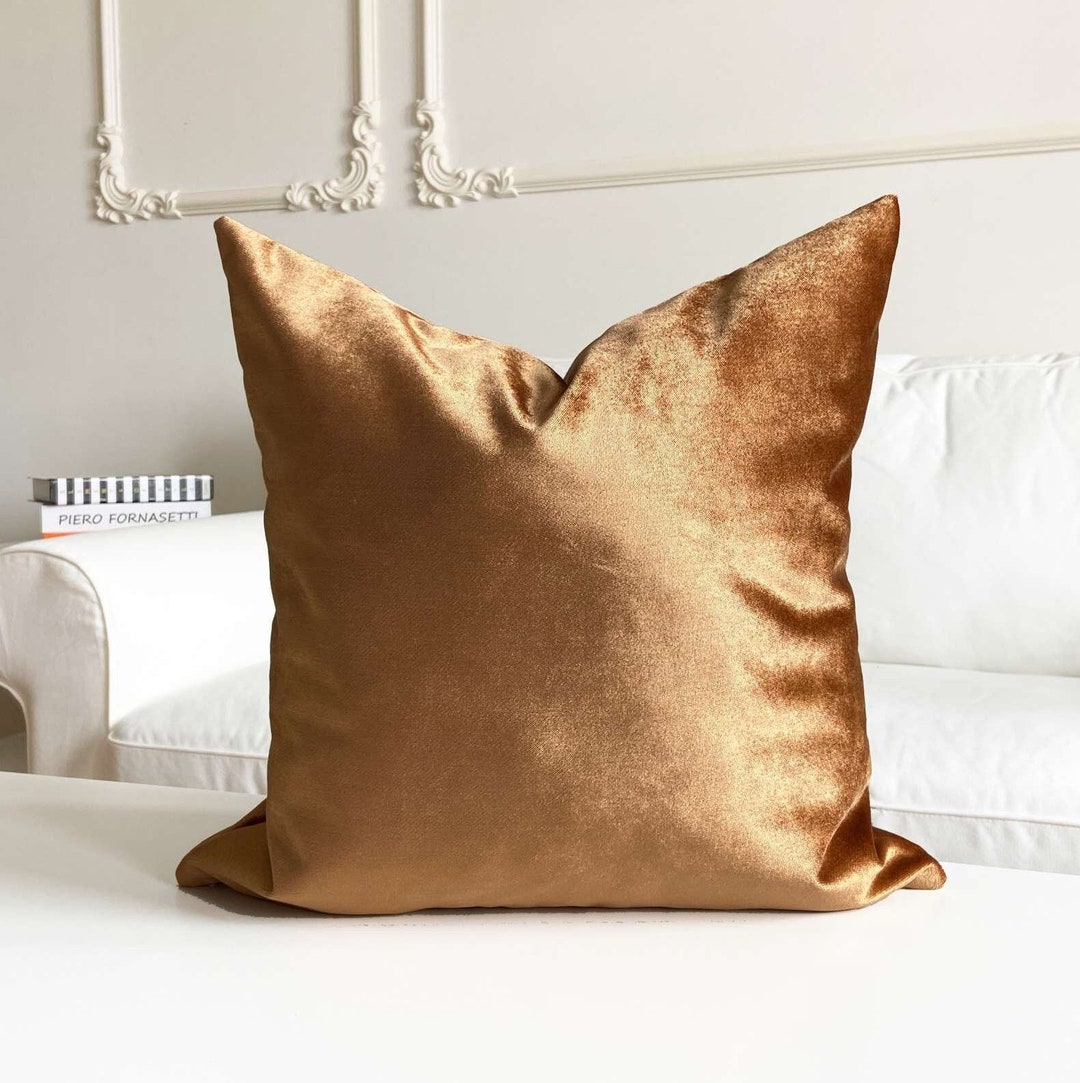 Luxury Bronze Velvet Pillow Cover: Decorative Lumbar Cushion - Etsy