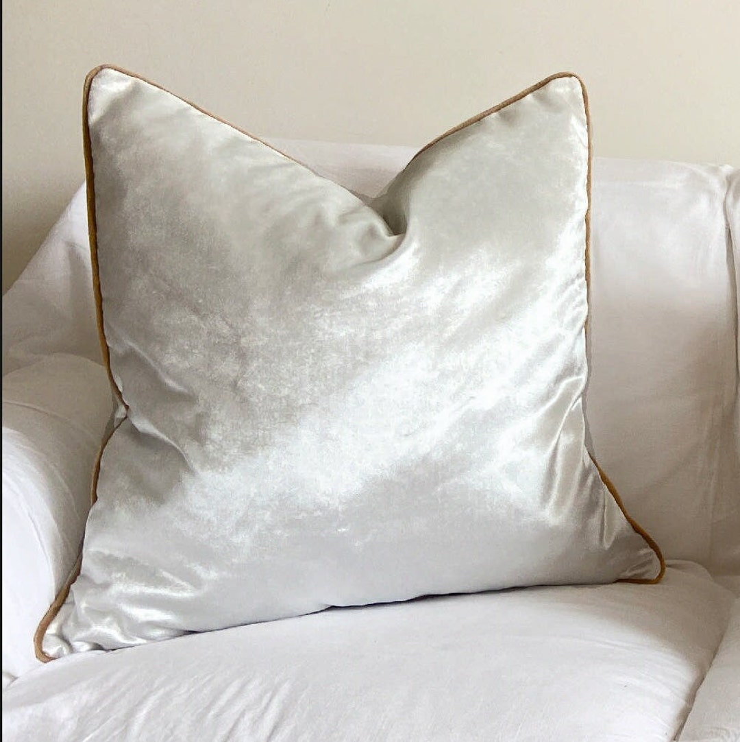 Shiny White Velvet Pillowcase, Luxury Designer Pillowcase, Decorative ...