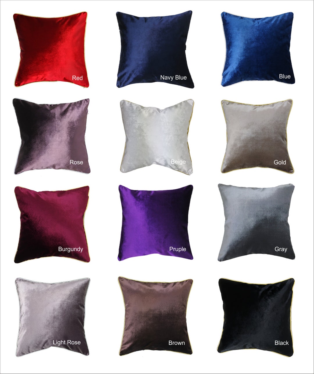 Decorative Pillow, Excellent Claret Decorative Velvet Pillows, 12 Color ...