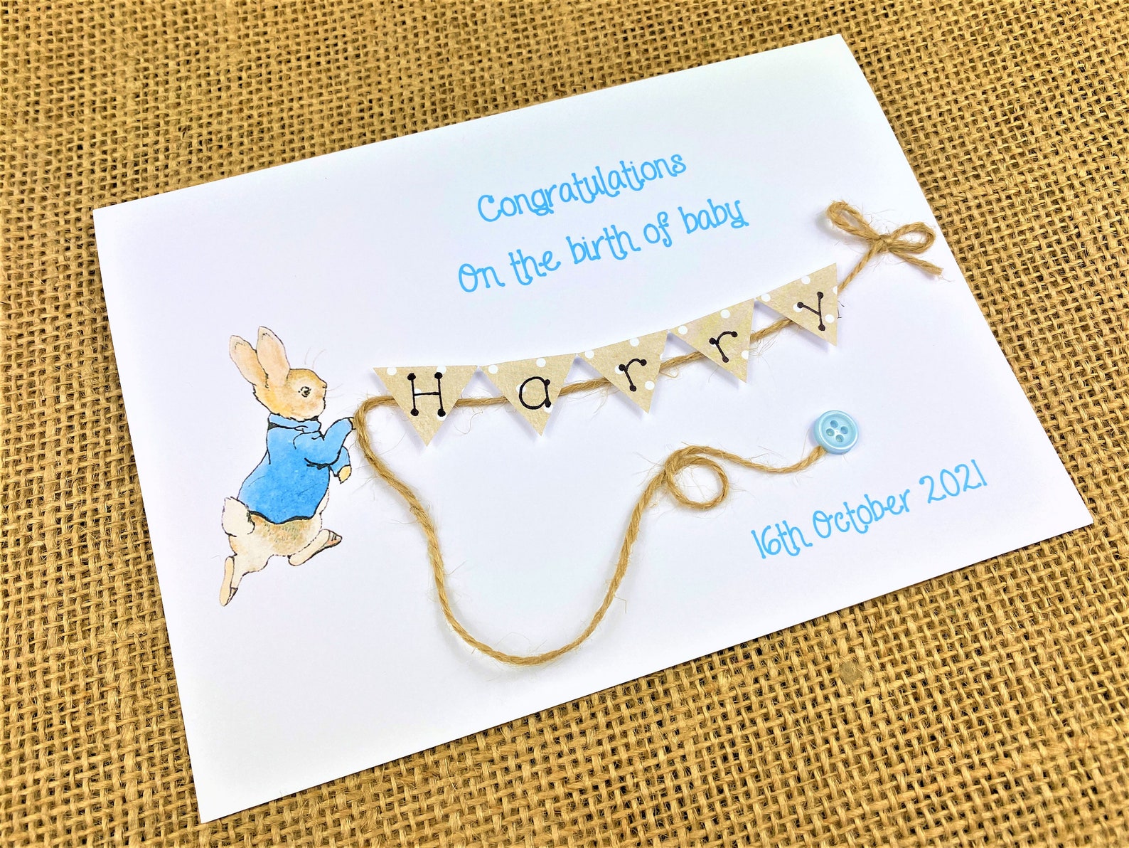 New Baby Card / Birth of Baby Peter Rabbit or Jemima - Etsy