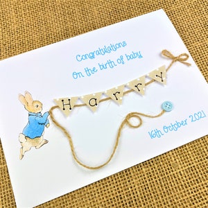 New Baby Card / Birth of Baby - Peter Rabbit or Jemima Puddleduck ...