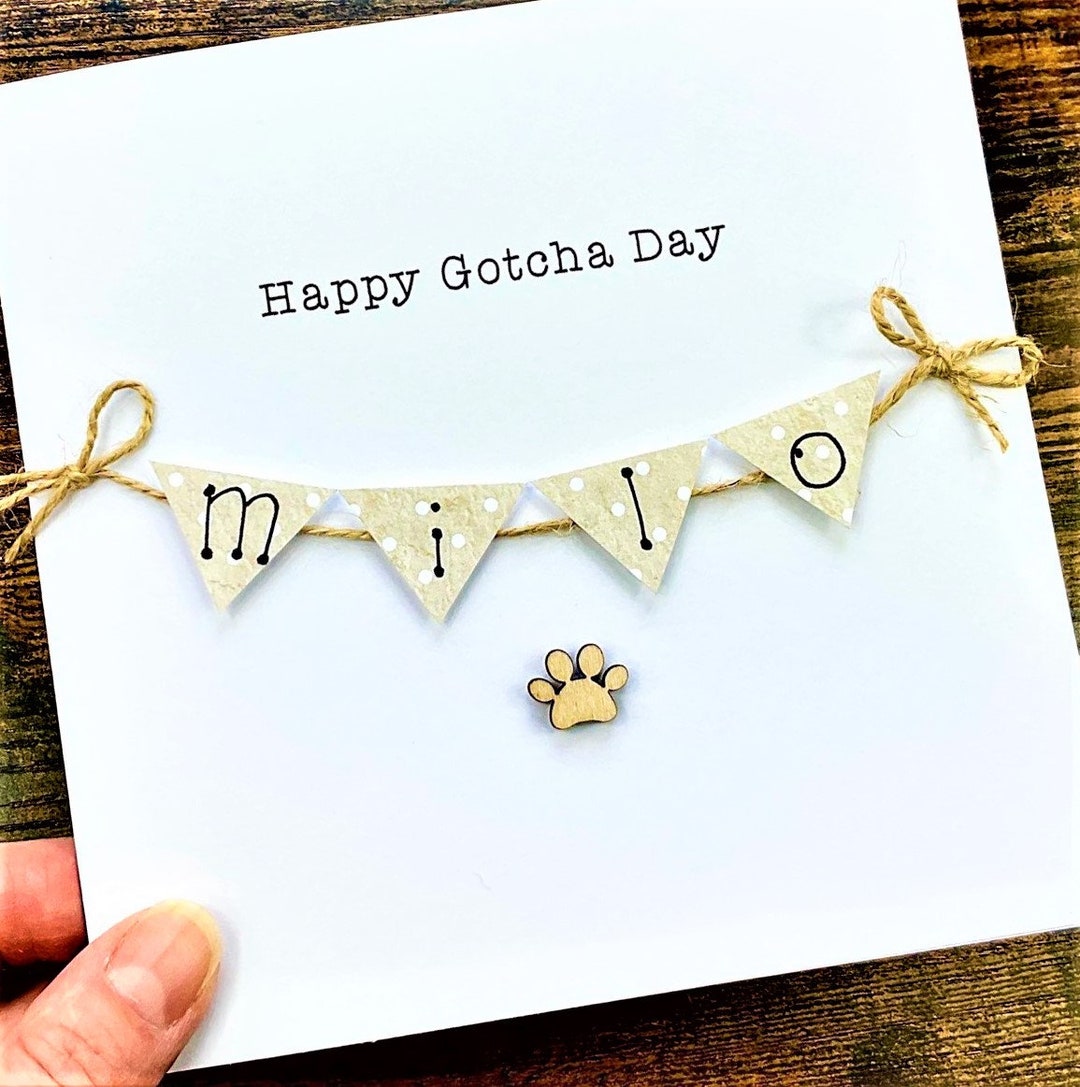 Happy Gotcha Day - Celebration Card With Your Dogs Name on Bunting ...