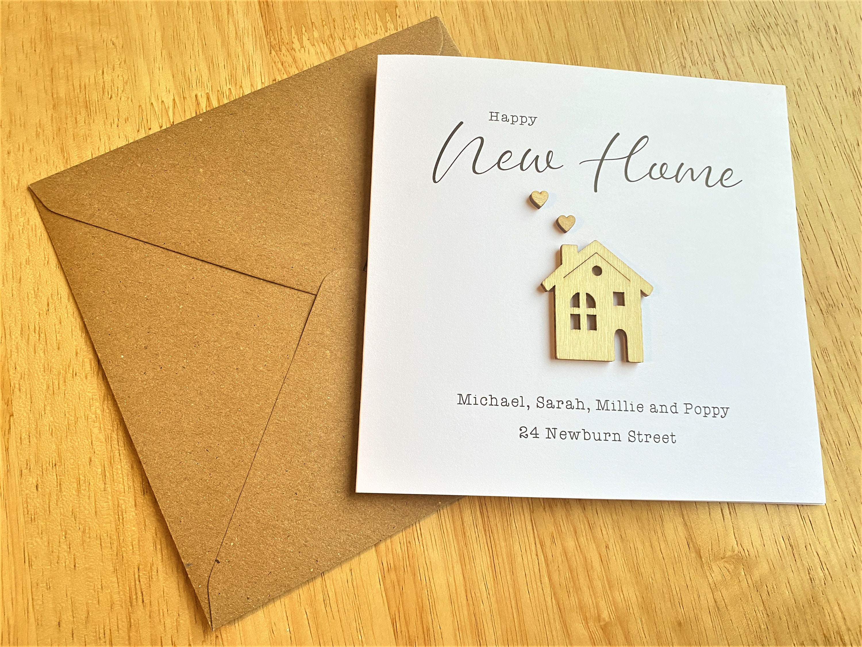 PERSONALISED New Home / Moving Card Wooden House Wooden | Etsy