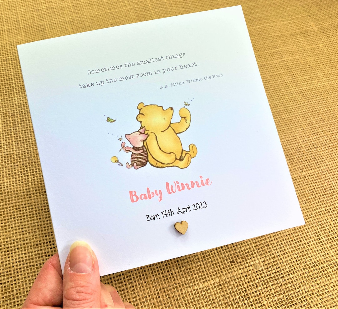 Personalised New Baby Card - Winnie the Pooh + Piglet - Sentiment Card ...