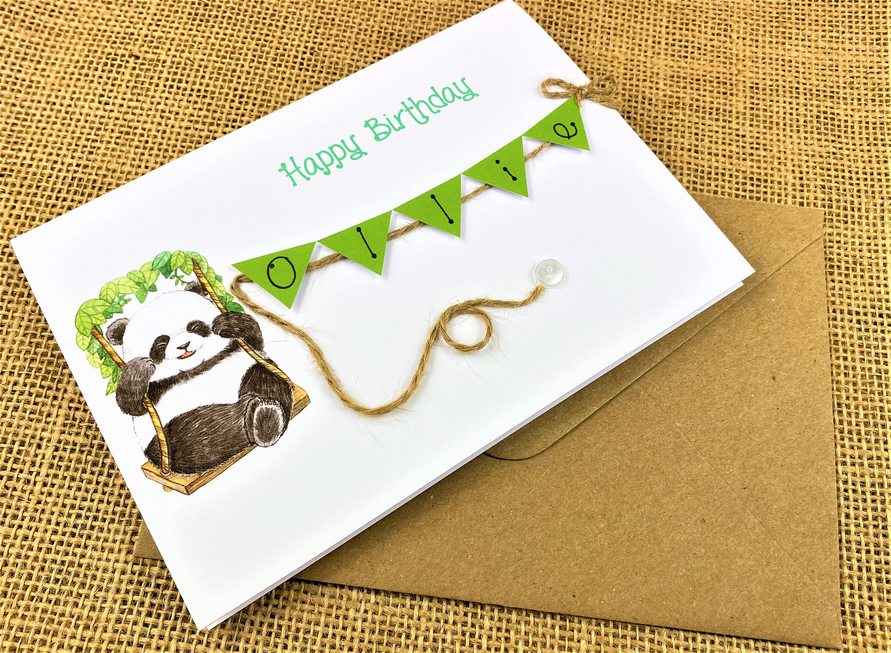 Personalised Happy Birthday Panda Card With Envelope Free - Etsy