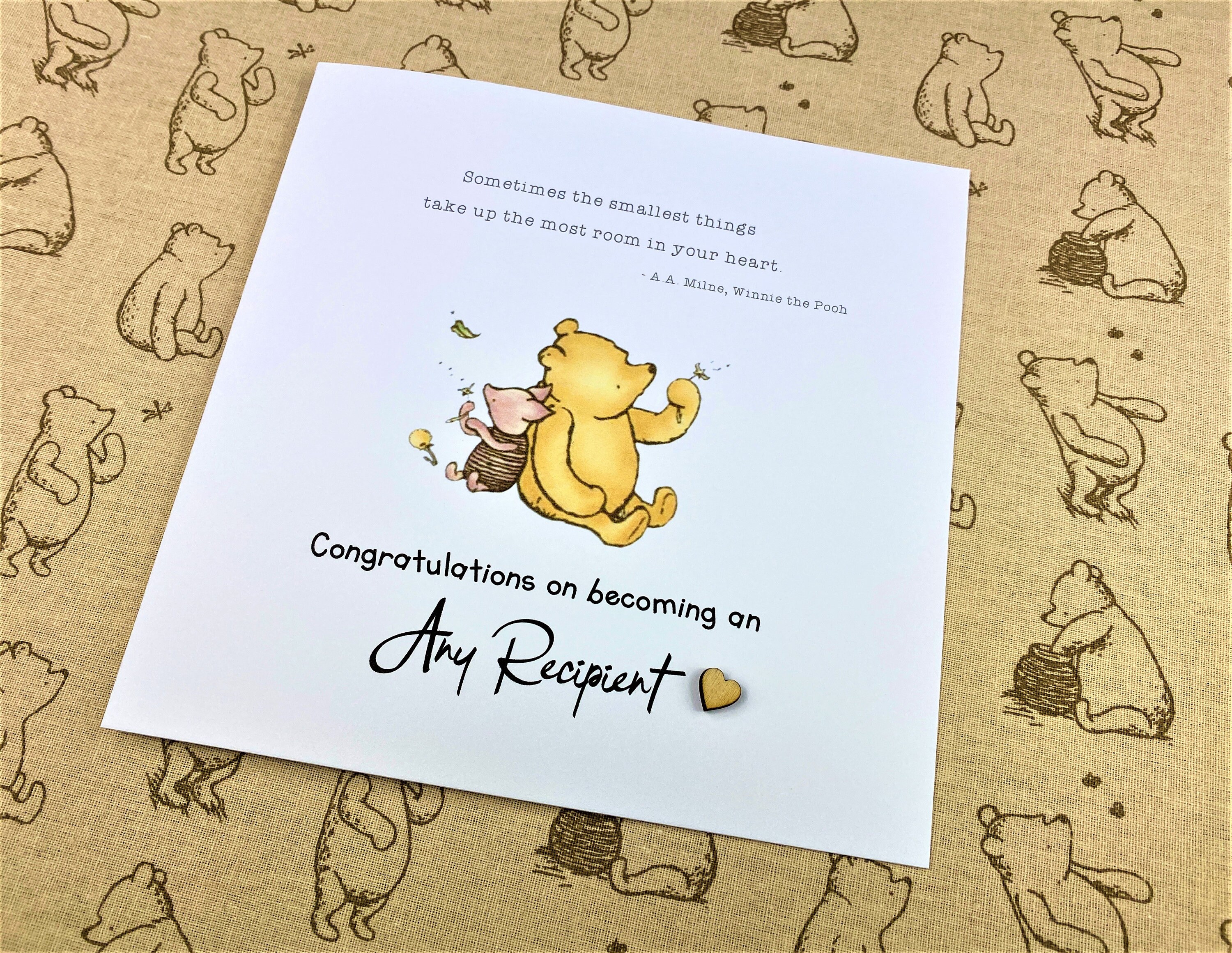Winnie the Pooh Card New Baby Congratulations on Becoming - Etsy