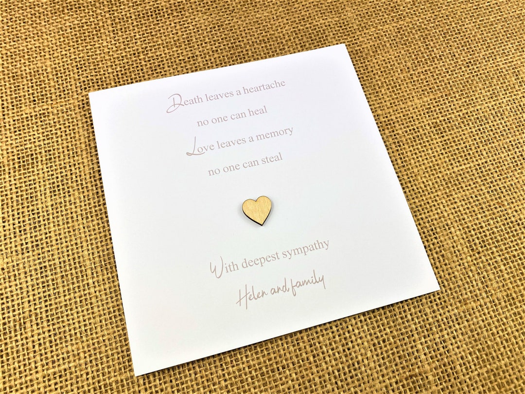 Handmade Bereavement Card Personalised Condolence Sympathy Heart 6 X 6 ...