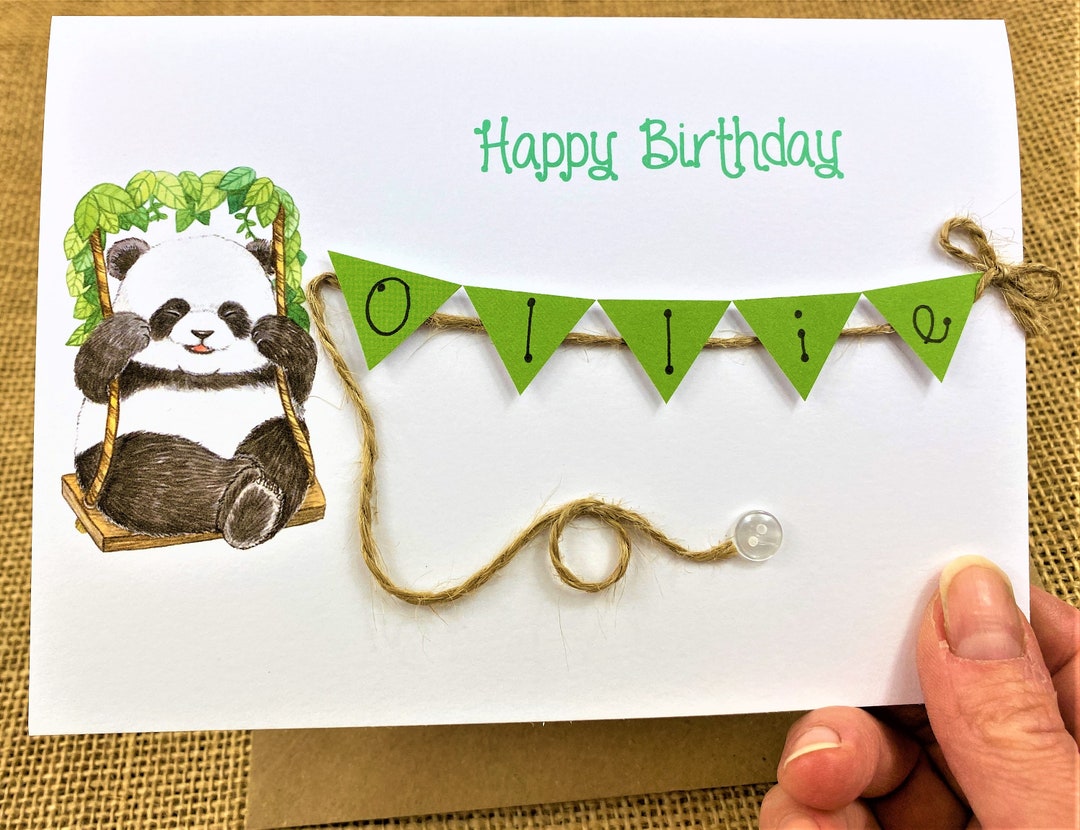 Personalised Happy Birthday Panda Card - With Envelope - Free UK ...