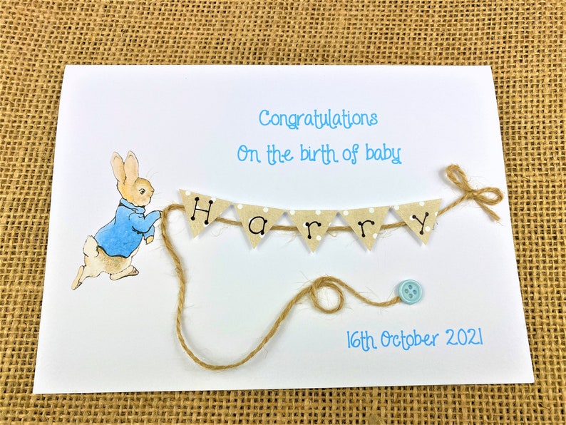 New Baby Card / Birth of Baby Peter Rabbit or Jemima - Etsy