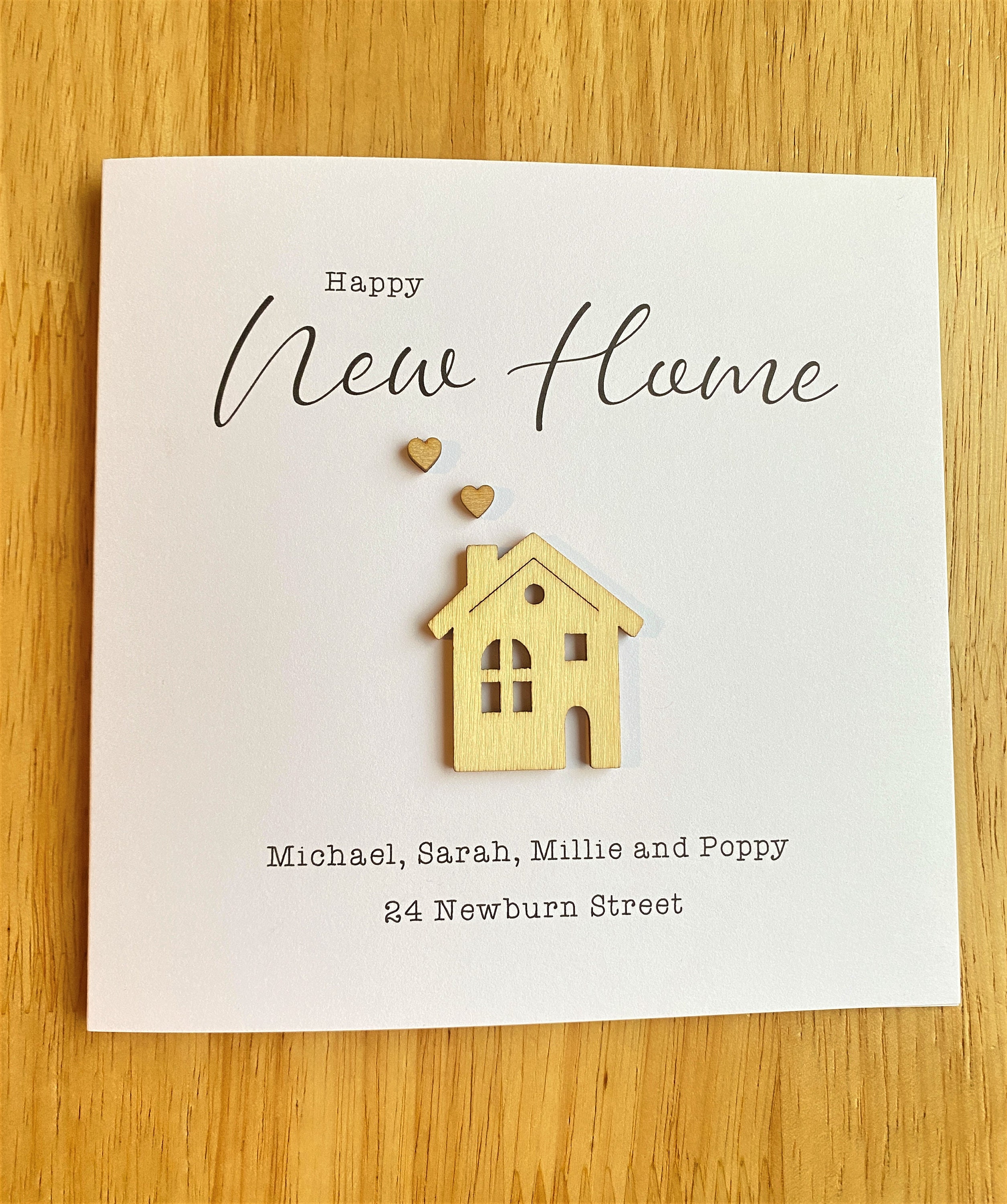 PERSONALISED New Home / Moving Card Wooden House Wooden | Etsy