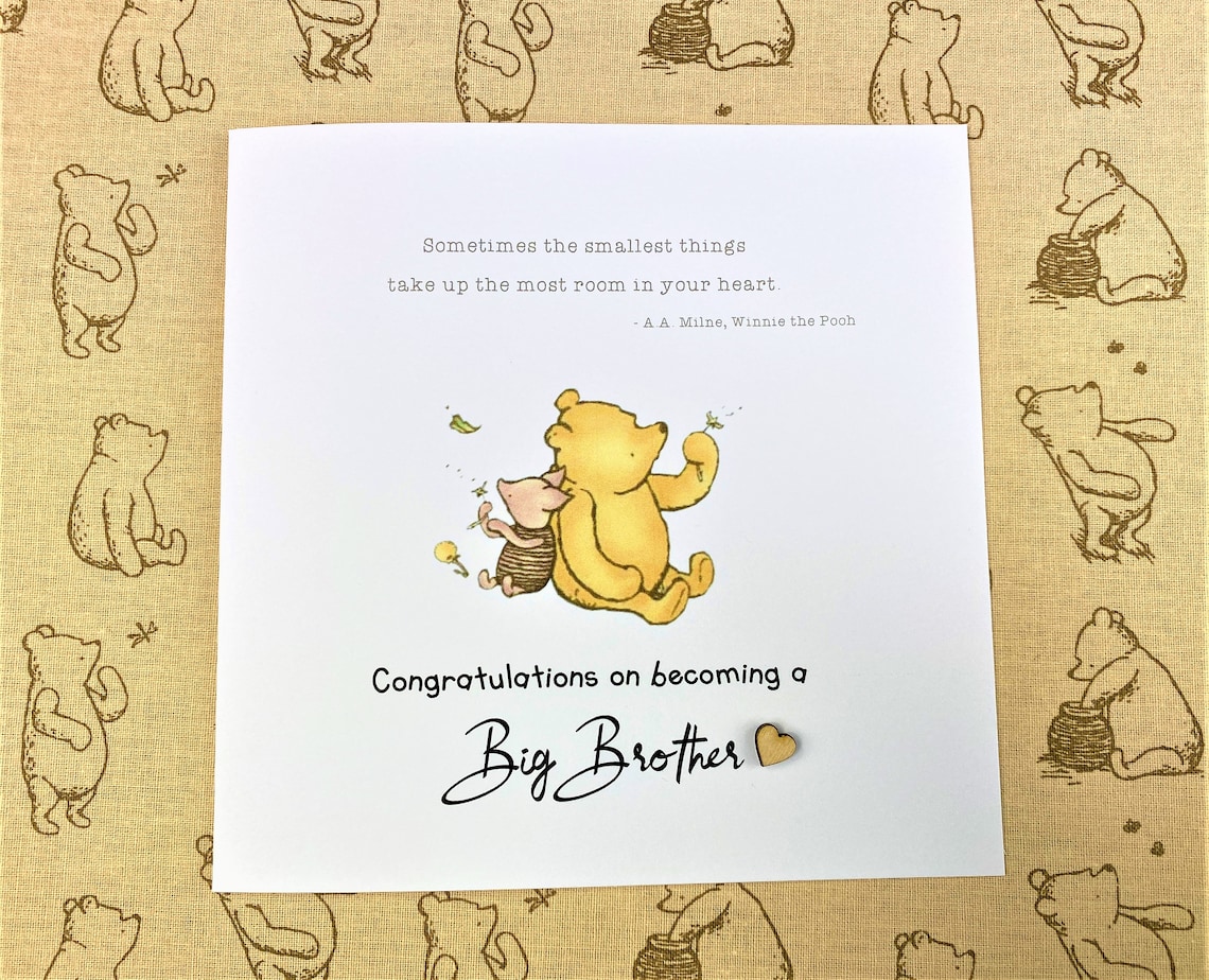Winnie the Pooh Card New Baby Congratulations on Becoming - Etsy