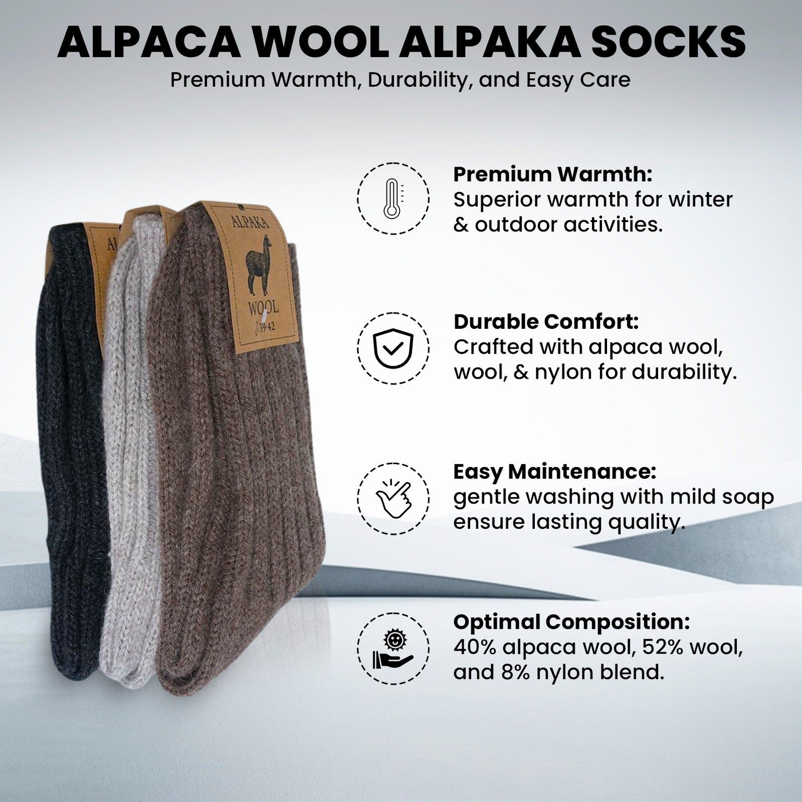 Alpaca Wool Socks Extra Thick Warm Outdoor/indoor Very Soft!!! Men ...