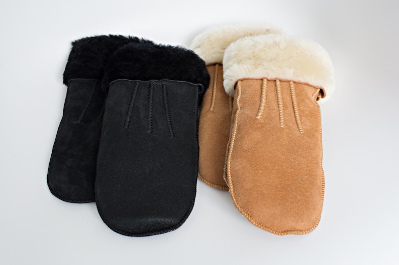 Sheepskin Mittens Soft and Thick Wool Hand Made 100% Natural Sheepskin ...